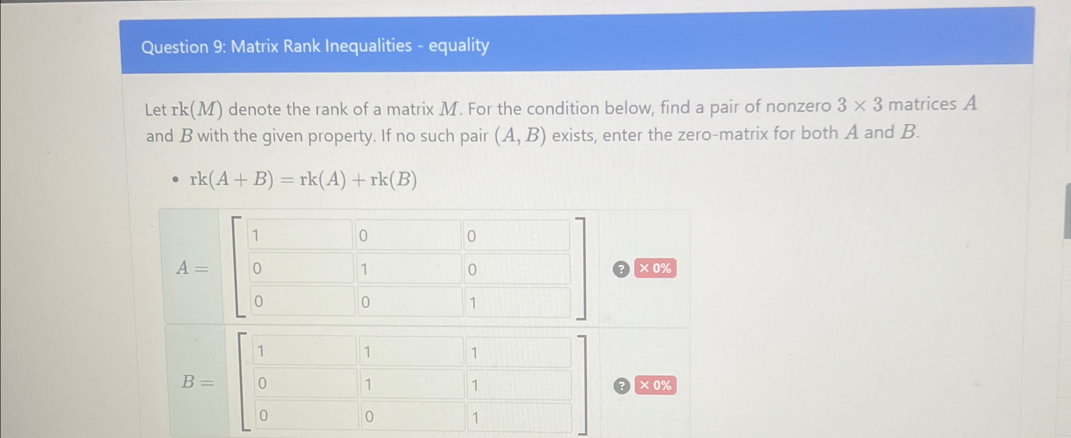 Question 9: Matrix Rank Inequalities - ﻿equalityLet | Chegg.com