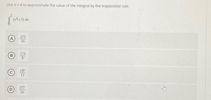 Solved Use n=4 to approximate the value of the integral by | Chegg.com