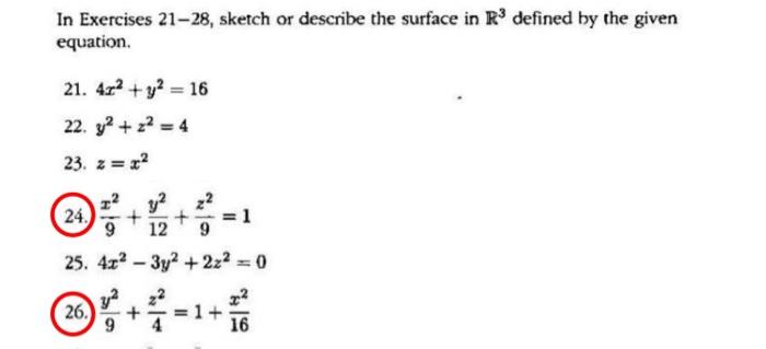 Solved In Exercises 21 28 Sketch Or Describe The Surface In