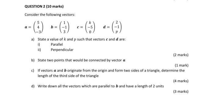 Solved Consider the following vectors: | Chegg.com