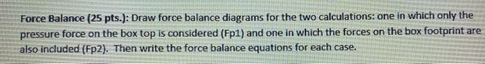 Solved Force Balance (25 pts.): Draw force balance diagrams | Chegg.com