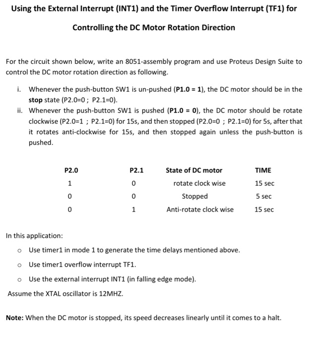 Using The External Interrupt Int1 And The Timer