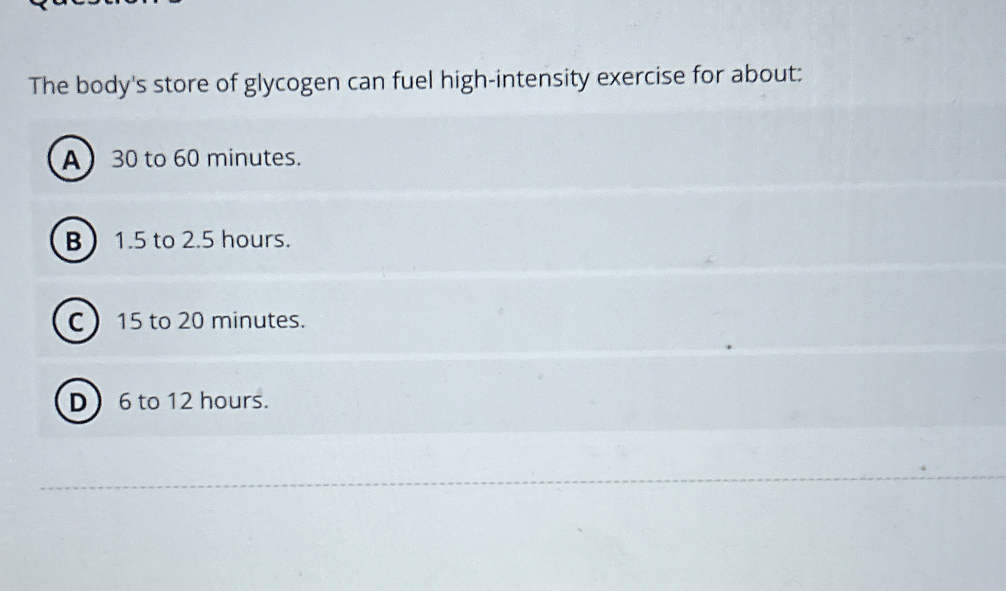Solved The body's store of glycogen can fuel high-intensity | Chegg.com