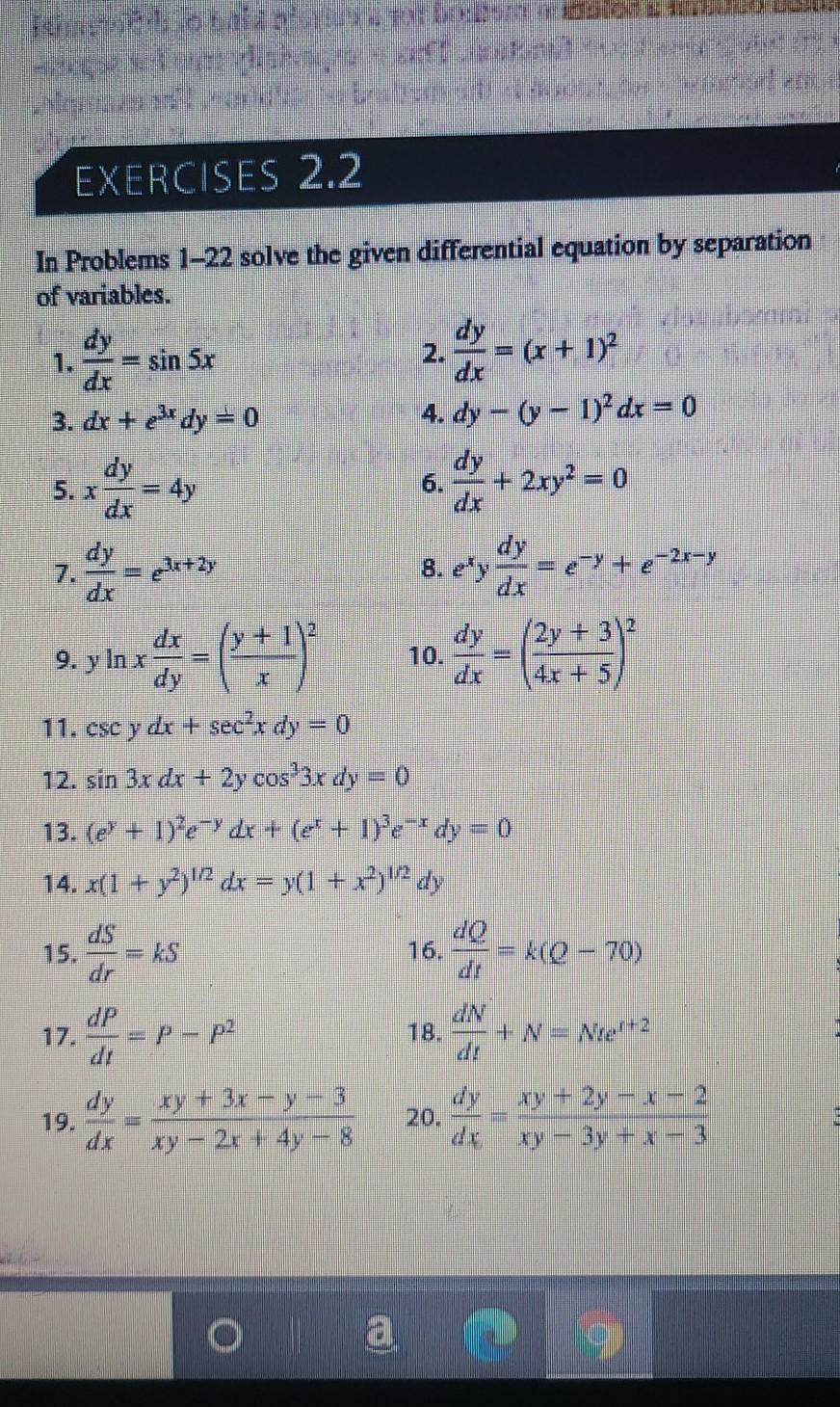 Solved EXERCISES 2.2 In Problems 1-22 solve the given | Chegg.com