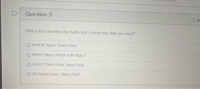 Solved Which line identifies the tables that contain the | Chegg.com