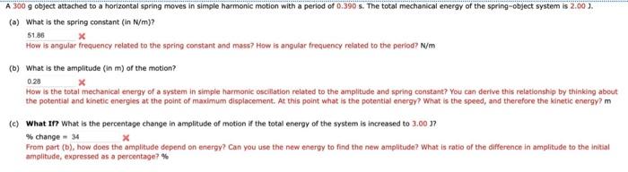 Solved A 300 g object attached to a horizontal spring moves | Chegg.com