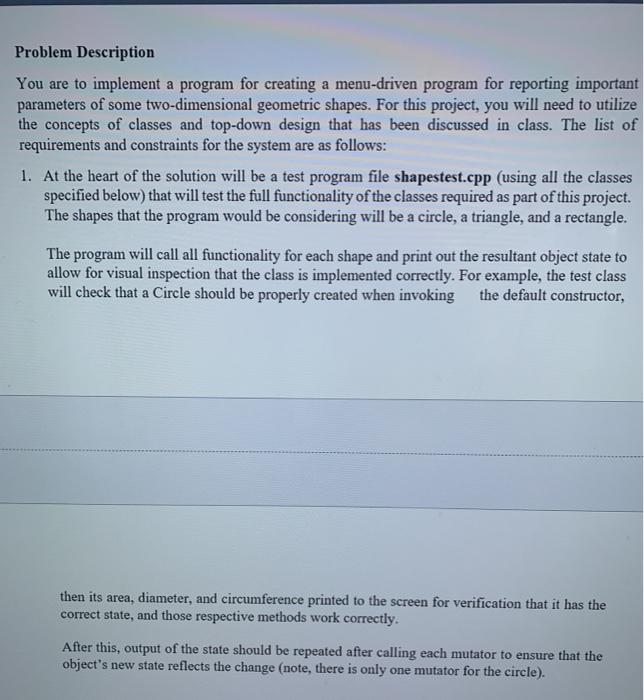 Solved Problem Description You Are To Implement A Program