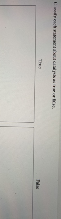 Solved Classify each statement about catalysts as true or | Chegg.com