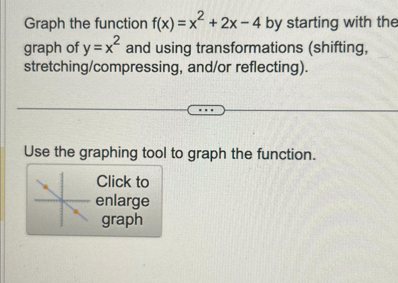 Solved Graph the function f(x)=x2+2x-4 ﻿by starting with the | Chegg.com