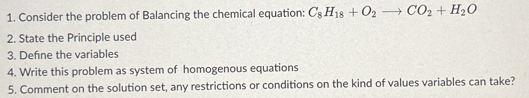 Solved Consider the problem of Balancing the chemical | Chegg.com