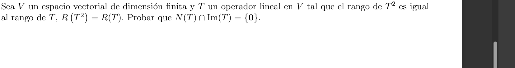 Sea T un operador lineal en un espacio vectorial V de | Chegg.com