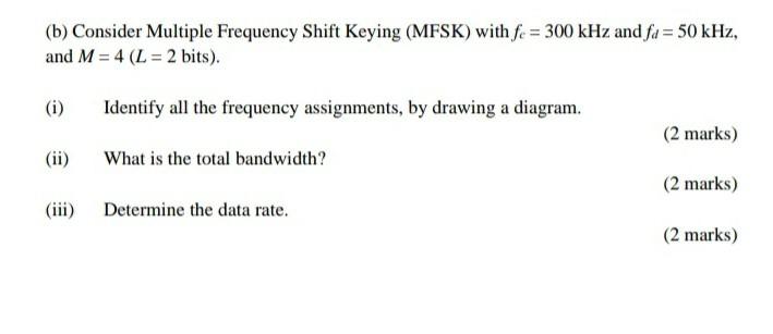 Solved (b) Consider Multiple Frequency Shift Keying (MFSK) | Chegg.com