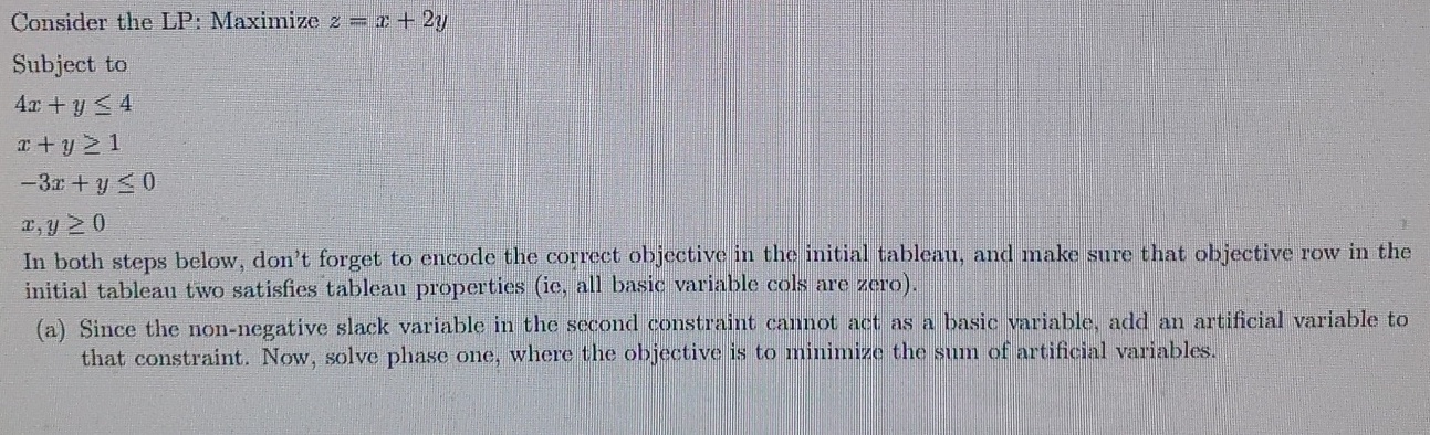 Solved Consider the LP: Maximize z=x+2ySubject | Chegg.com