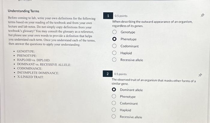 Solved 30.5 points The observable trait of an organism that | Chegg.com