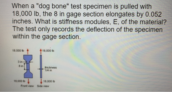Solved When a "dog bone" test specimen is pulled with 18,000 | Chegg.com