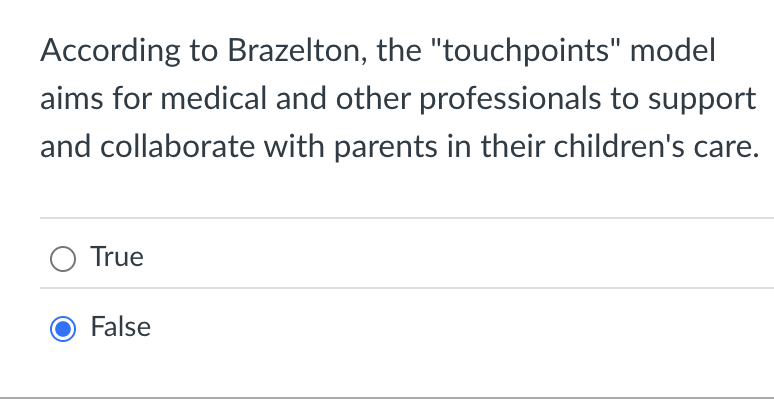 Solved According to Brazelton, the "touchpoints" model aims | Chegg.com
