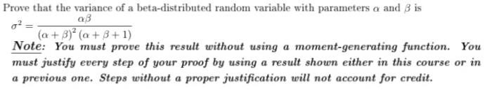 Solved Prove that the variance of a beta-distributed random | Chegg.com