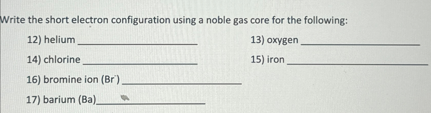 Solved Write The Short Electron Configuration Using A Noble