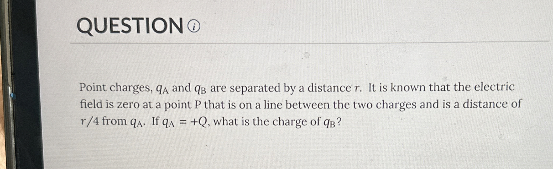 Solved QUESTION ?(1)Point charges, qA ﻿and qB ﻿are separated | Chegg.com
