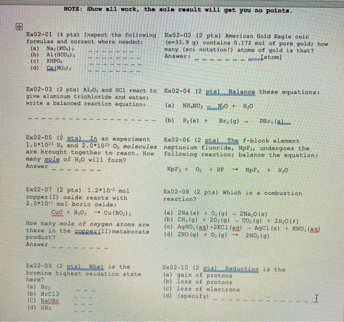 Solved NOTE: Show all work, the sole result will get you no | Chegg.com