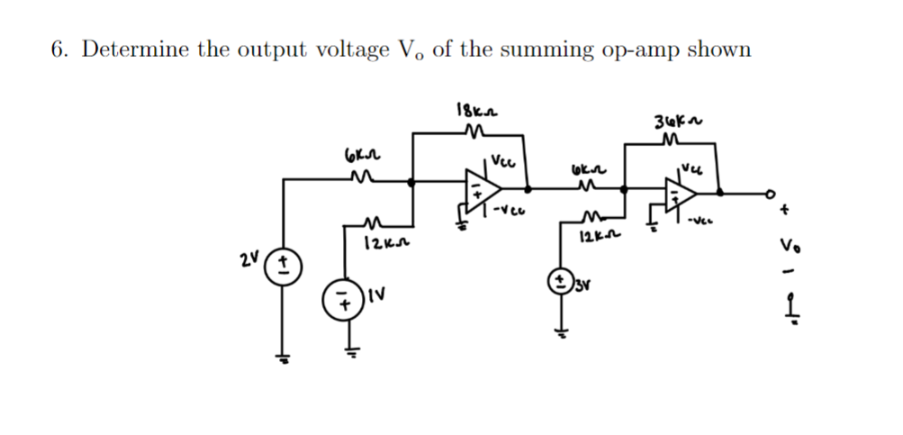 Solved Determine the output voltage Vo ﻿of the summing | Chegg.com