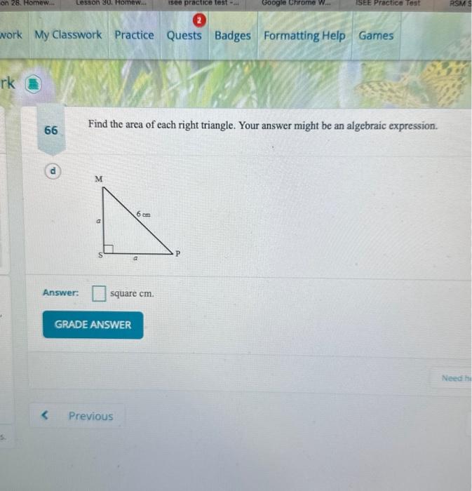 Solved Find the area of each right triangle. Your answer | Chegg.com