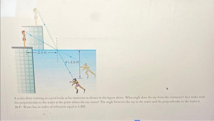 Solved A scuba diver training in a pool looks at his | Chegg.com