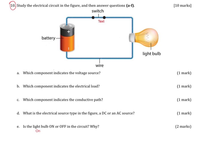 Solved 10. Study the electrical circuit in the figure, and | Chegg.com