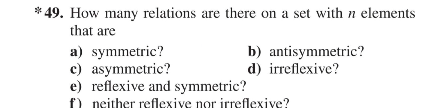 Solved *49. ﻿How many relations are there on a set with n | Chegg.com