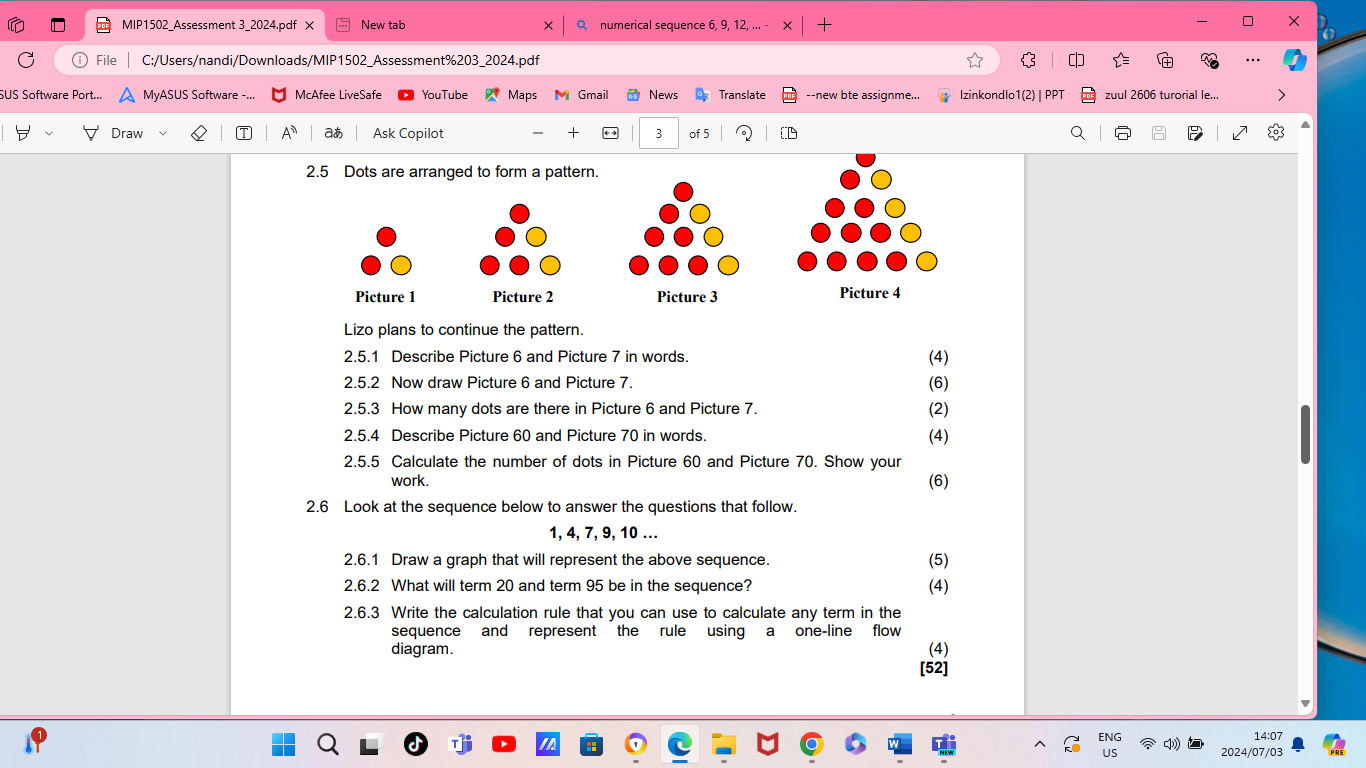 Solved 2.5 ﻿Dots are arranged to form a pattern.Picture | Chegg.com