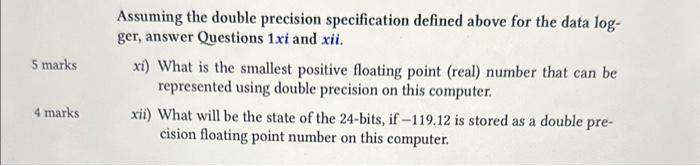 Solved Assuming the double precision specification defined | Chegg.com