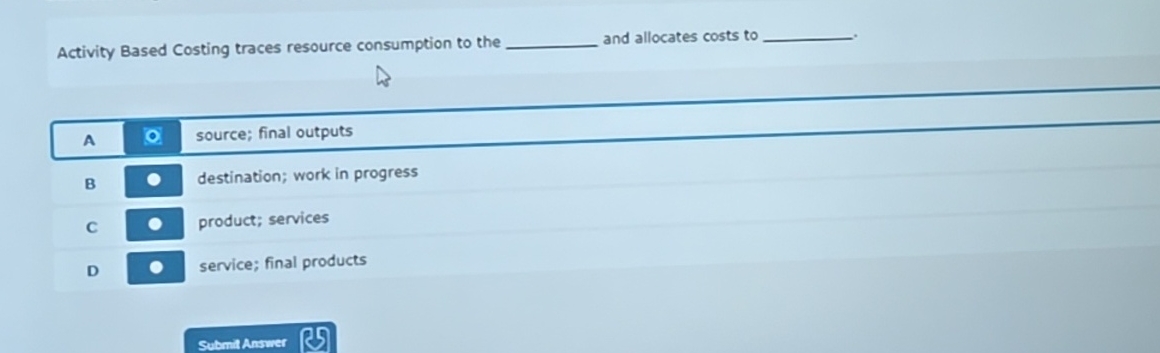 Solved Activity Based Costing traces resource consumption to | Chegg.com