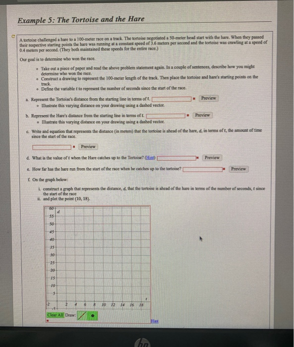 Solved Example 5: The Tortoise and the Hare A tortoise | Chegg.com