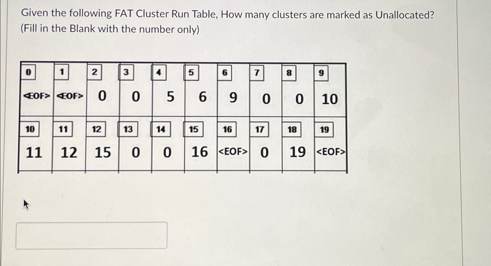 Solved Given the following FAT Cluster Run Table, How many | Chegg.com