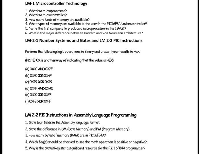 Solved LM-1 Microcontroller Technology 1. What is a | Chegg.com