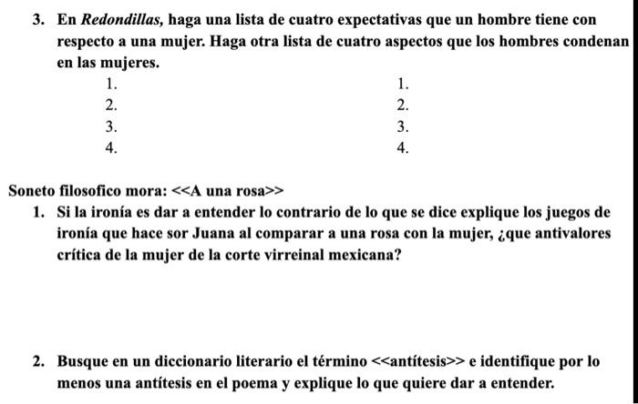 3. En Redondillas, haga una lista de cuatro | Chegg.com