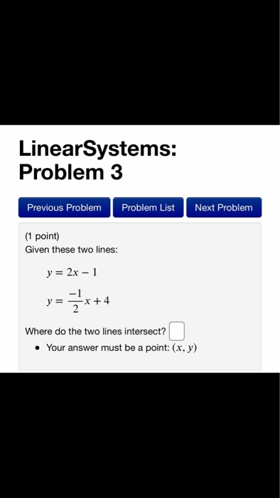 Solved Linear Systems Problem 3 Previous Problem Problem 