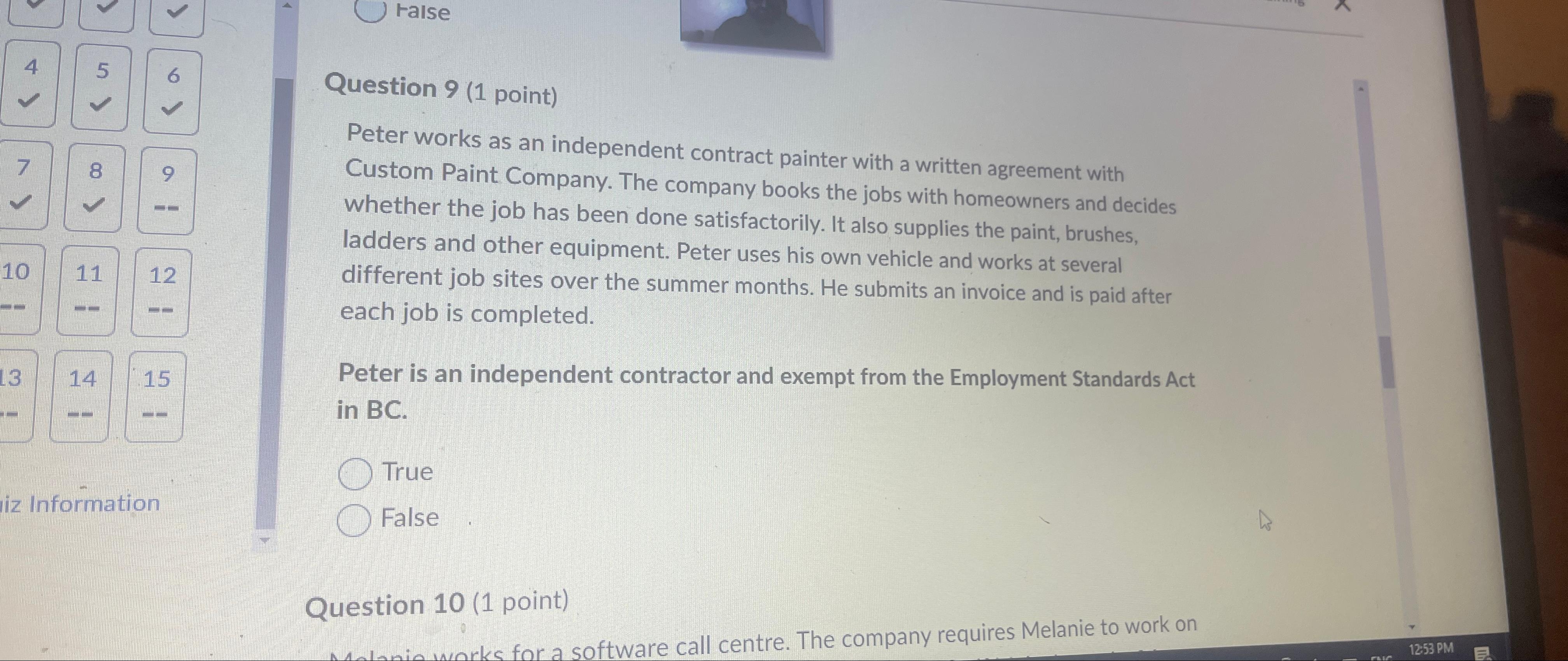 Solved ralseQuestion 9 (1 ﻿point)Peter works as an | Chegg.com