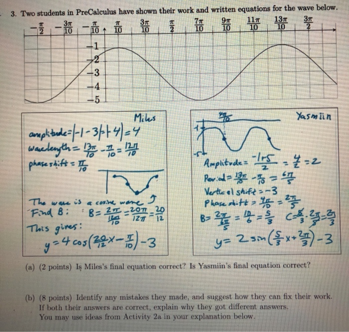 Solved 3. Two students in PreCalculus have shown their work | Chegg.com