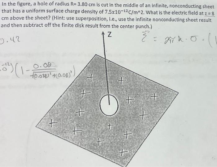 Solved In the figure, a hole of radius R= 3.80 cm is cut in | Chegg.com