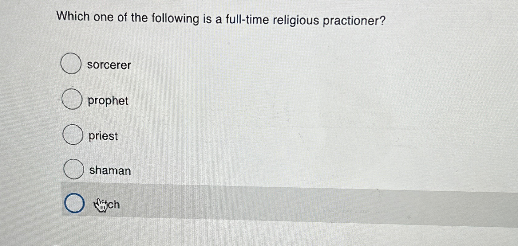 Solved Which one of the following is a full-time religious | Chegg.com