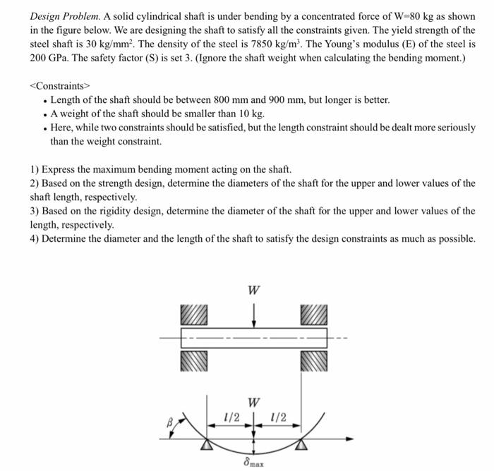 Solved Design Problem. A solid cylindrical shaft is under | Chegg.com