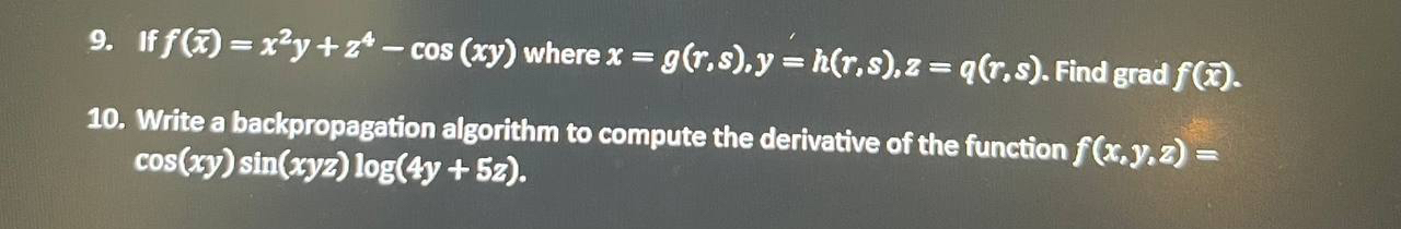 Solved If f(x‾)=x2y+z4-cos(xy) ﻿where | Chegg.com