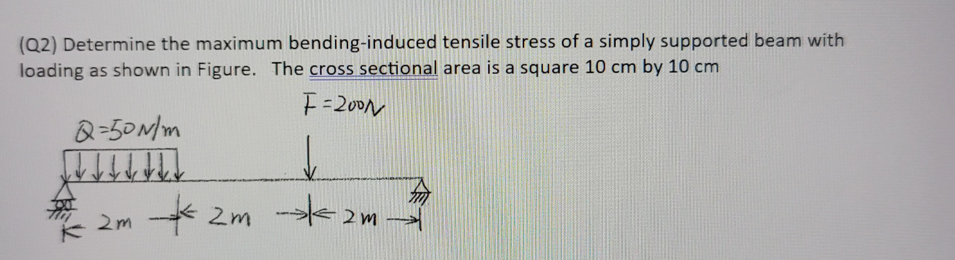 Solved (Q2) ﻿Determine the maximum bending-induced tensile | Chegg.com