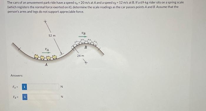 Solved The cars of an amusement park ride have a speed vA=20 | Chegg.com