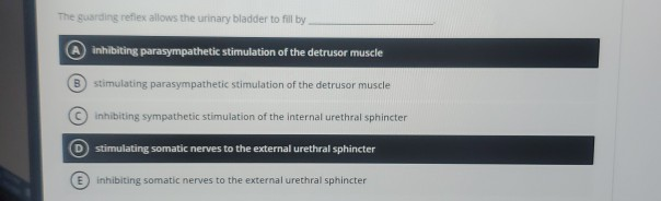 Solved The guarding reflex allows the urinary bladder to | Chegg.com