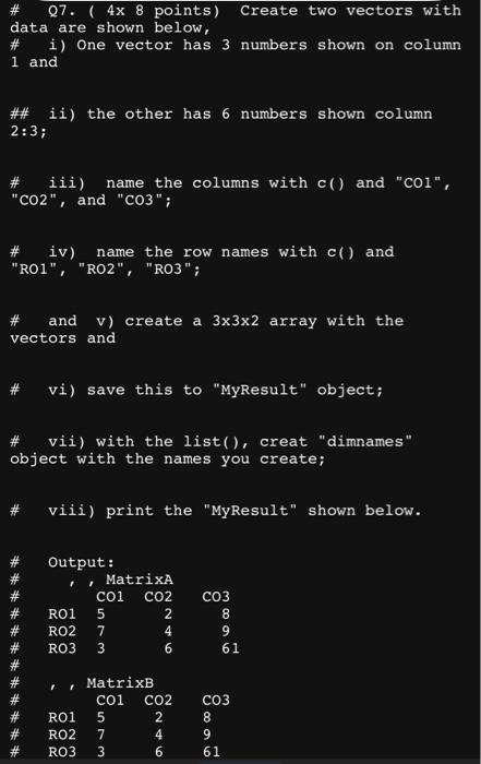 Solved \# Q8. ( 4 points) Create a factor using the factor | Chegg.com