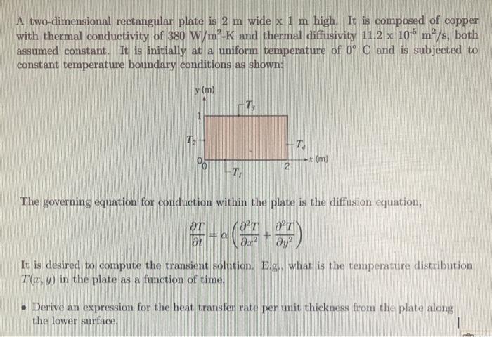 Solved A two-dimensional rectangular plate is 2 m wide x1 m | Chegg.com