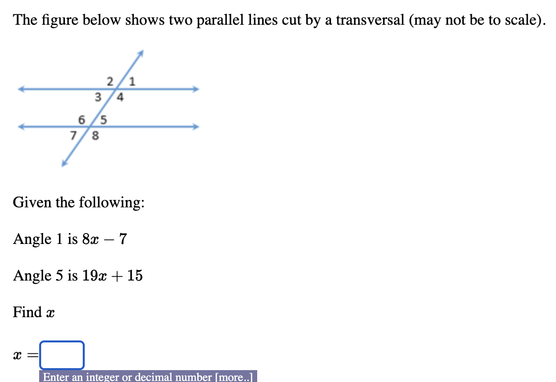 Solved The figure below shows two parallel lines cut by a | Chegg.com