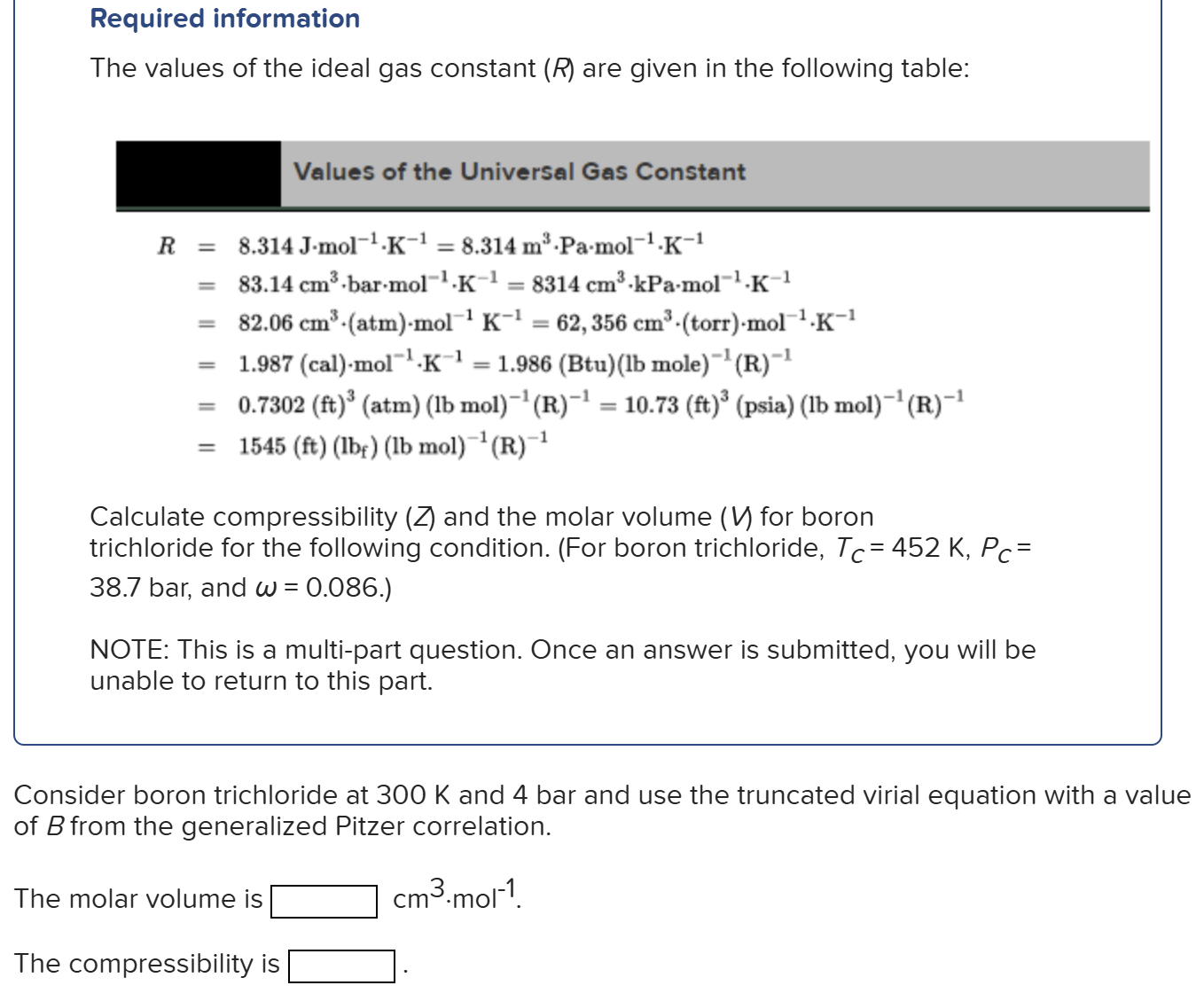 Solved Required informationThe values of ﻿the ideal gas | Chegg.com